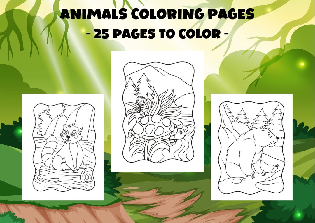 Zoo Animals Coloring Pages, Kids Coloring Pages, 25 Printable Pages ...