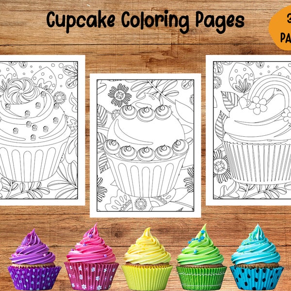 Cupcake Coloring - Etsy