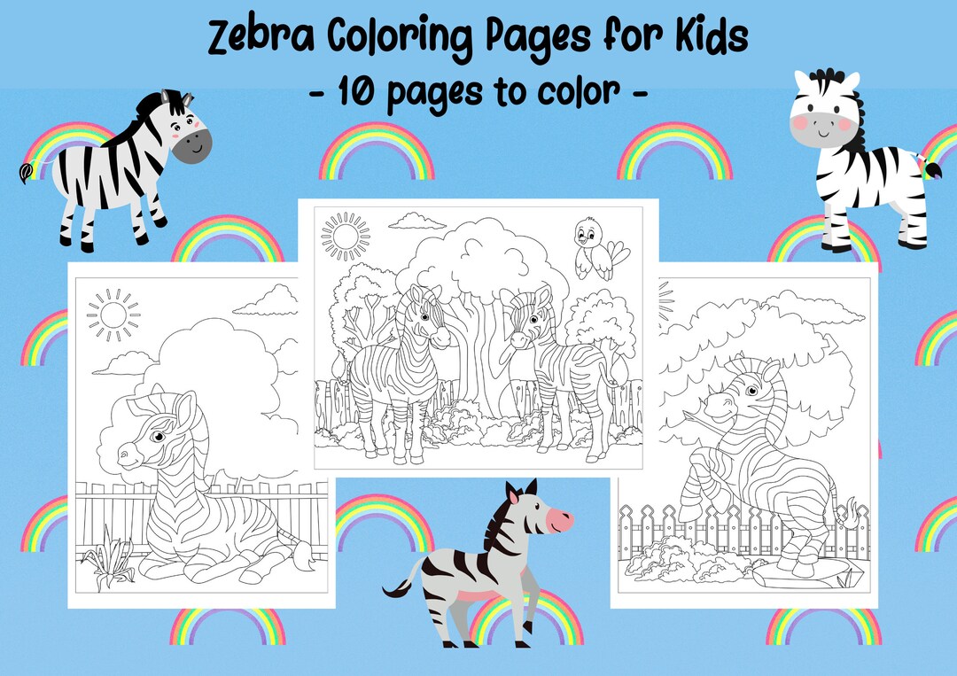 Zebra Coloring Pages Bundle for Kids Boys and Girls - 10 Printable ...