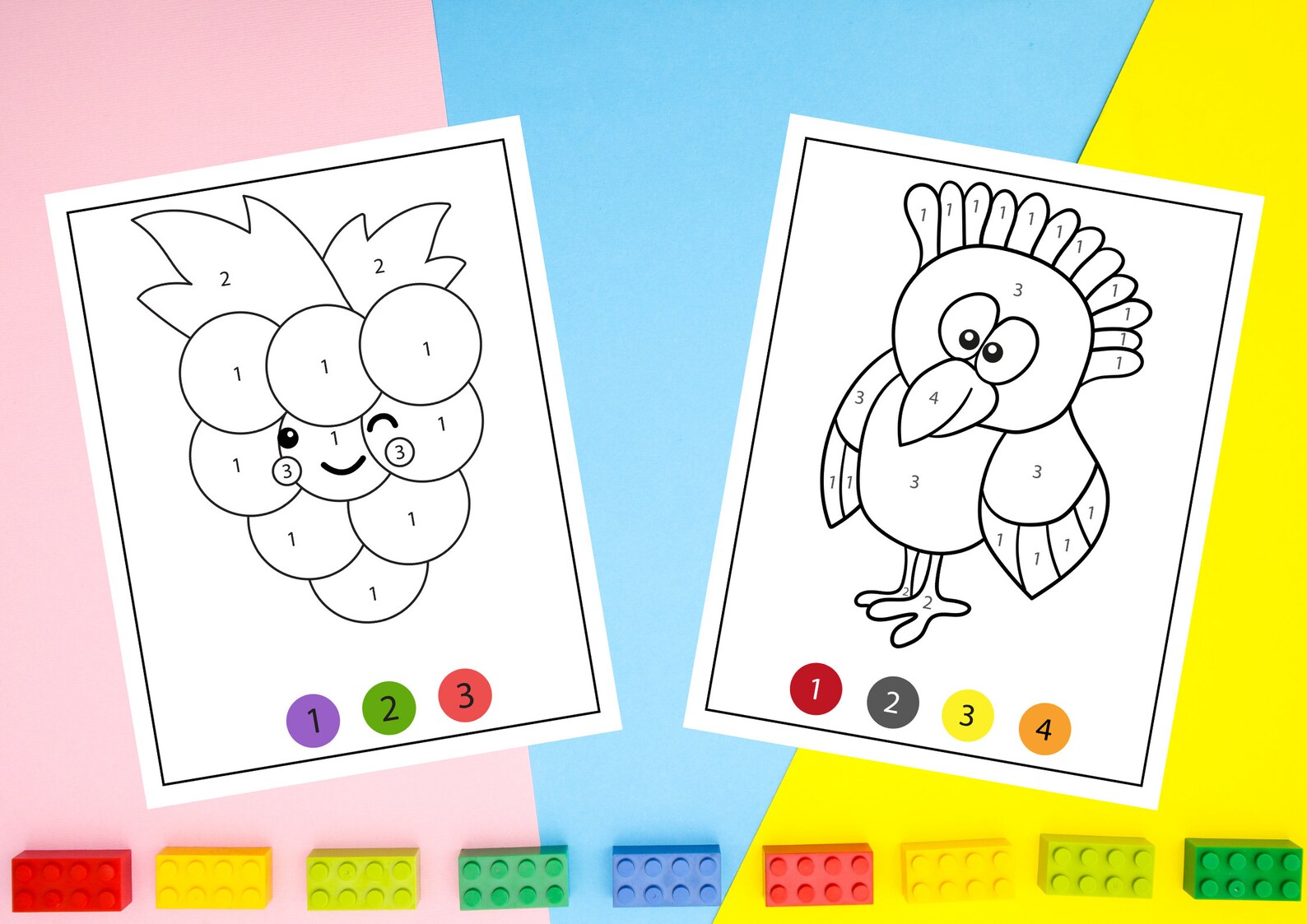 50 Cute Color by Number Pages for Kids (PDF Digital Download) - Etsy