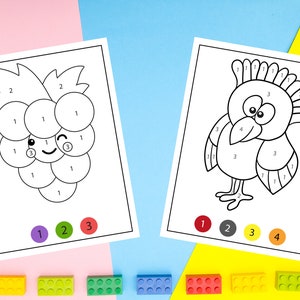 50 Cute Color by Number Pages for Kids, Activity Book for Boys, Girls ...