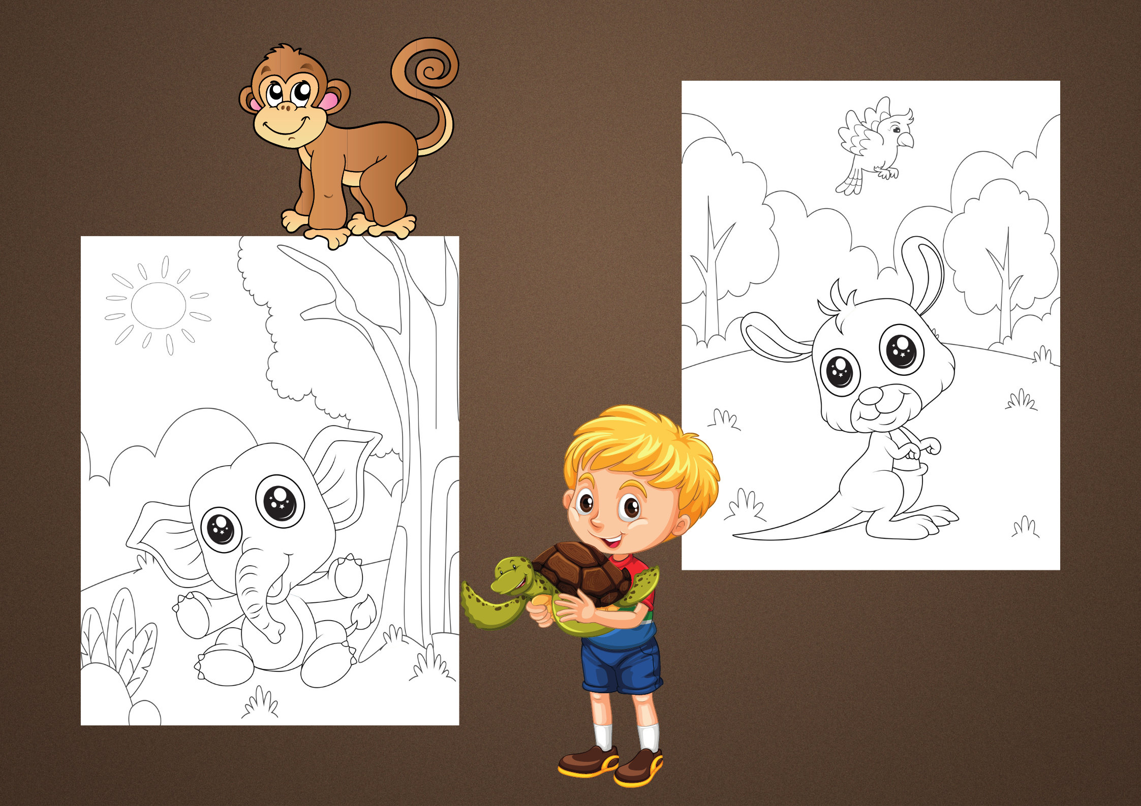 25 Animals Coloring Pages for Toddlers, Kindergarten and Preschool Age ...