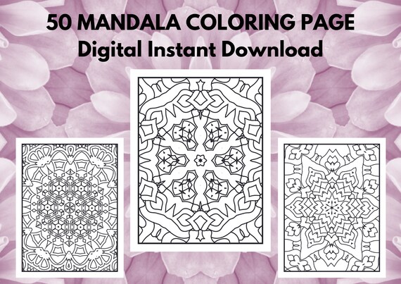 50 Mandala Coloring Pages Adult Coloring Book for Stress | Etsy