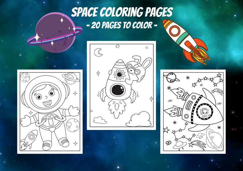 20 Space Printable Coloring Pages for Kids Boys and Girls Space ...
