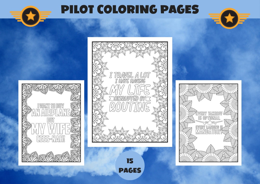 Pilot Coloring Pages for Adults: 15 Printable Designs (PDF) - Etsy