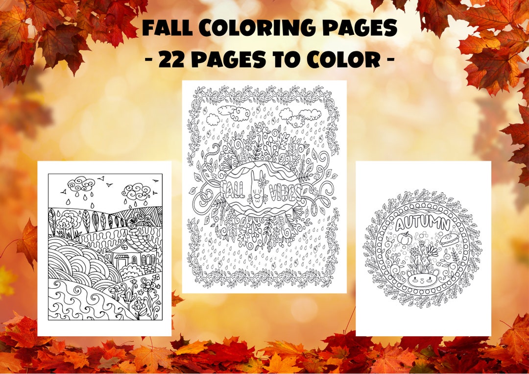 Autumn Coloring Book: 22 Relaxing Fall Scenes (PDF Download) - Etsy