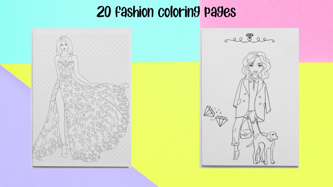 Fashion Coloring Pages, 20 Printable Pages, Fashion Coloring Book for ...