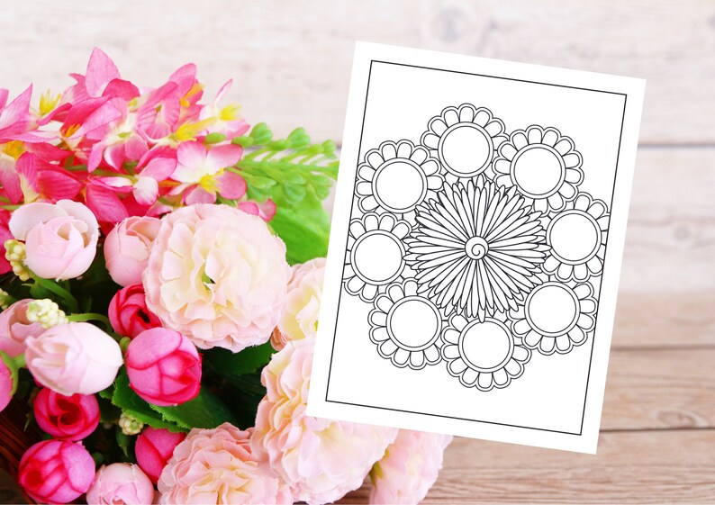 Stress Relief Flowers Coloring Pages for Adults, Teens, Kids, 24 ...