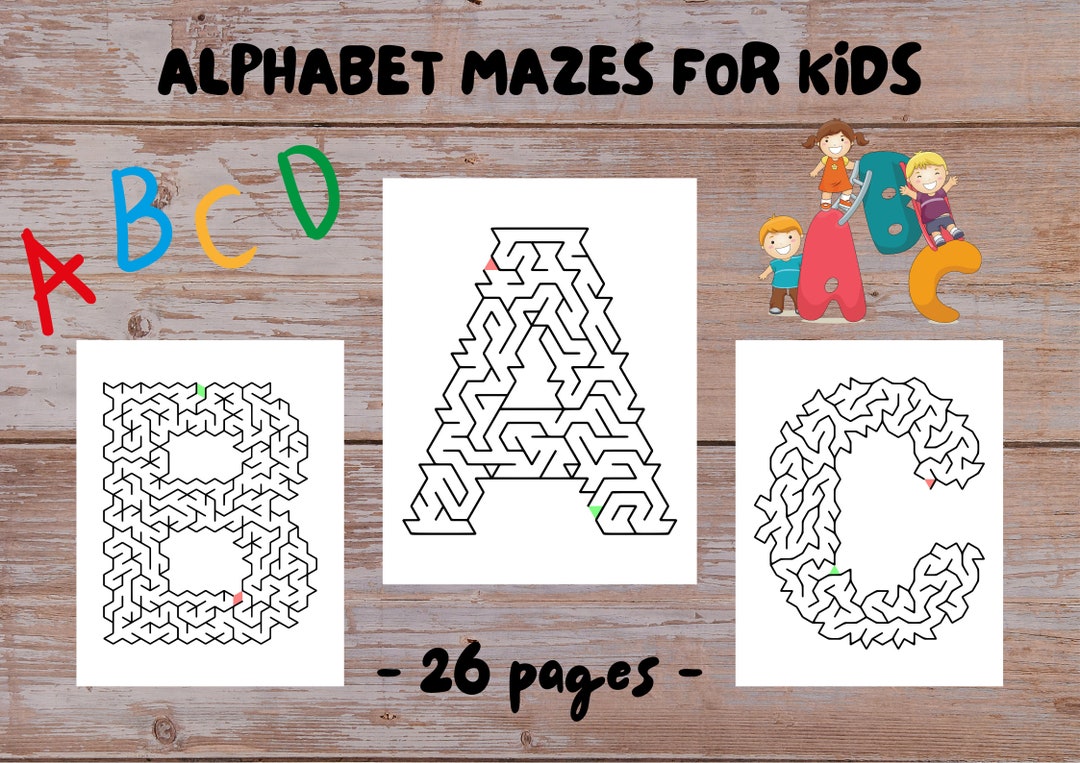 Alphabet Maze Activity Book for Kids: Preschool Learning (PDF) - Etsy