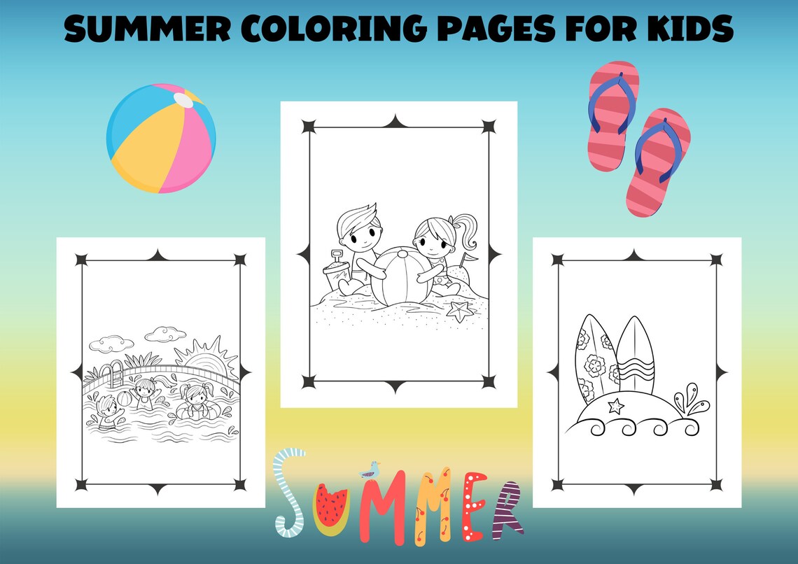 20 Summer Coloring Pages for Kids, Boys and Girls, Summer Vacation ...