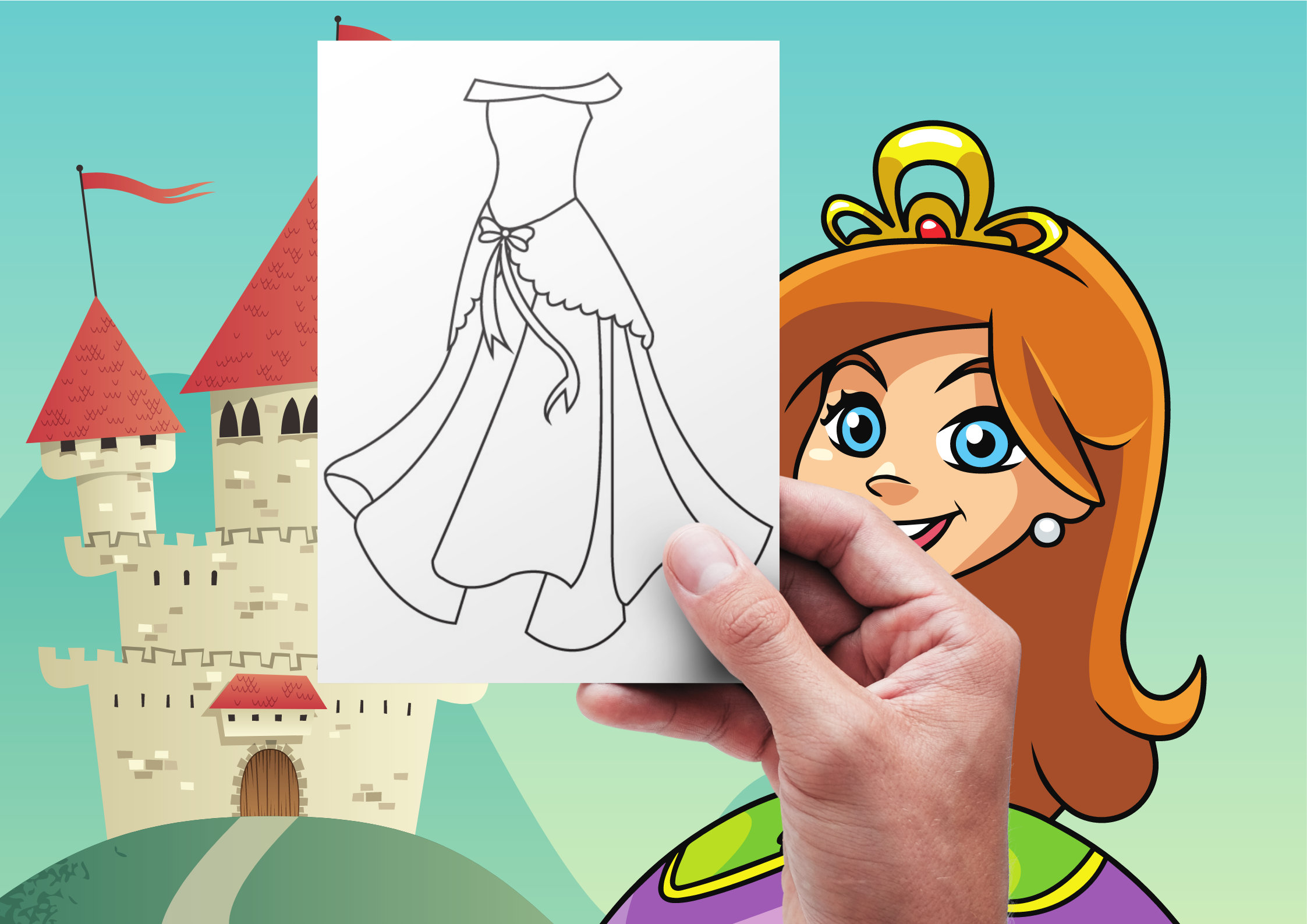 Princess Dress Coloring Pages for Girls - 10 Printable Pages - PDF File ...