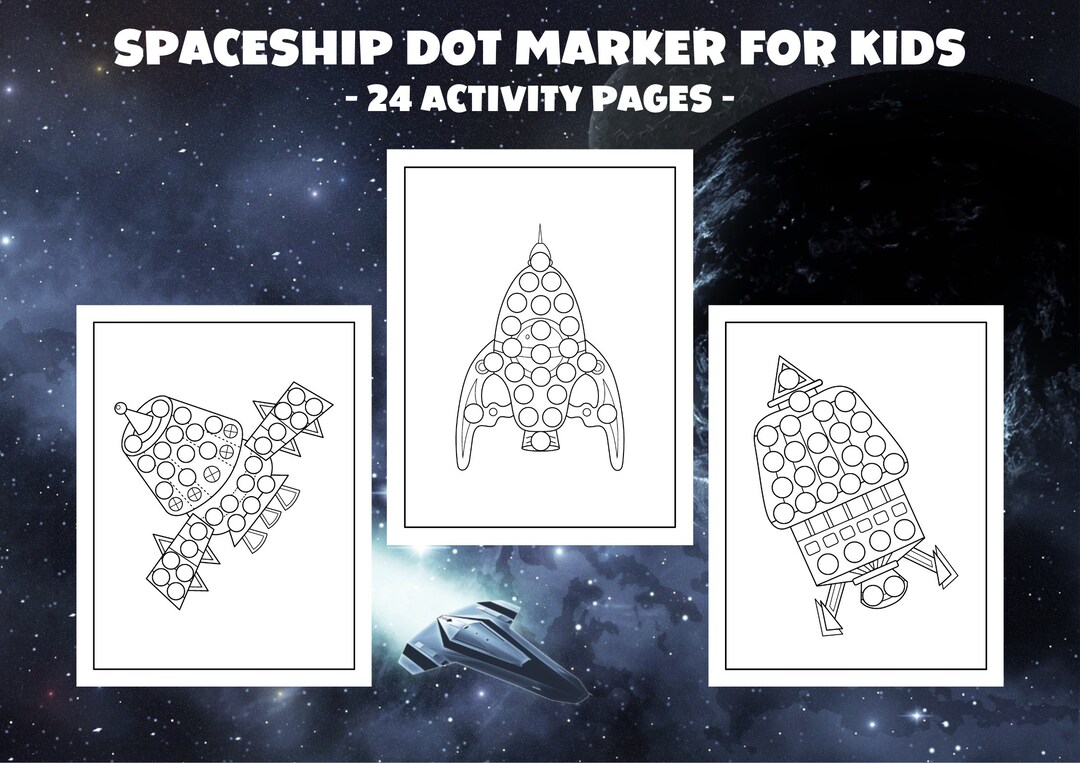 Spaceship Dot Marker Coloring Pages: Fun Kids Activity Book (PDF) - Etsy