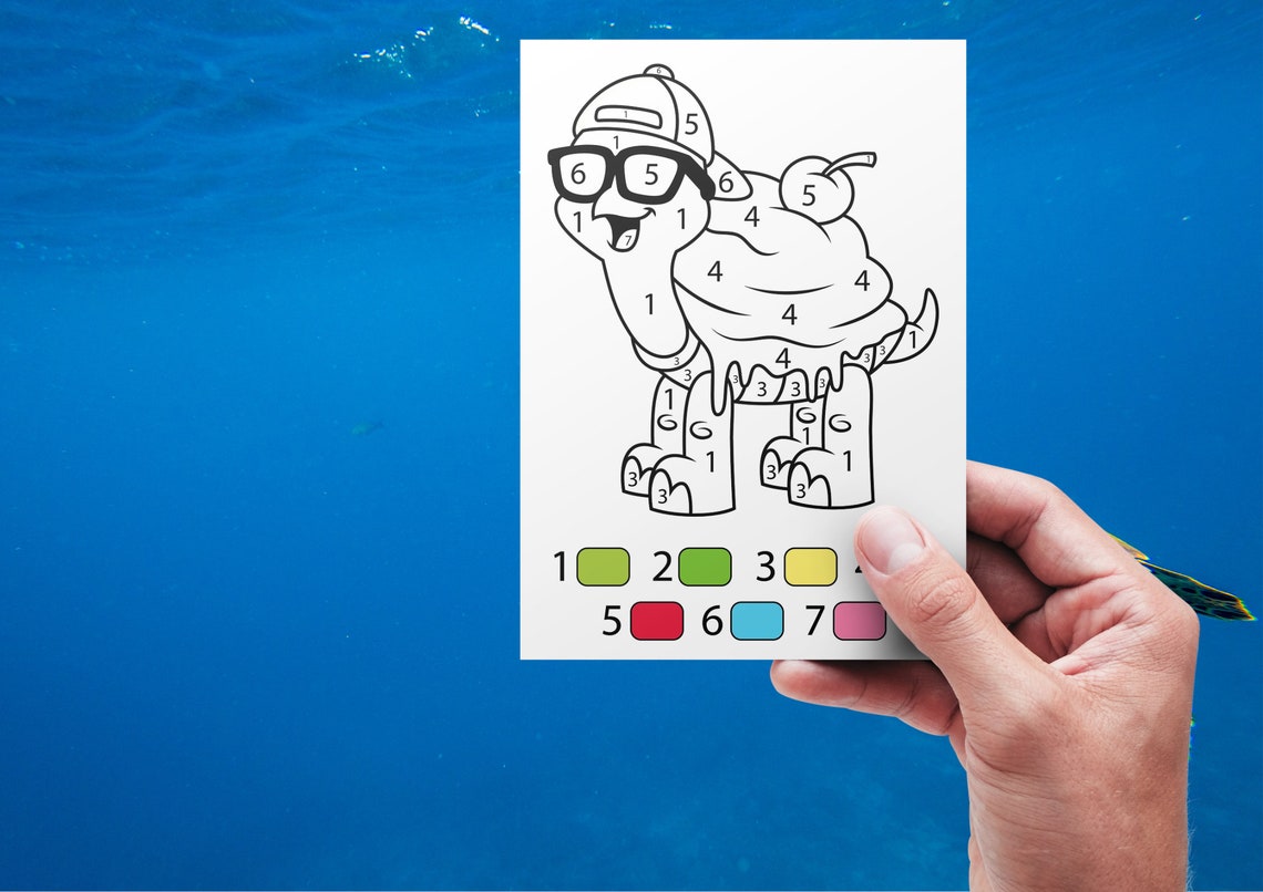 Turtle Color by Number: 10 Printable Activity Pages (PDF File) - Etsy