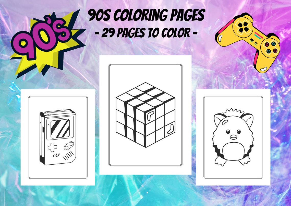 90s Coloring Pages 90s Nostalgia Coloring Book for Adults | Etsy