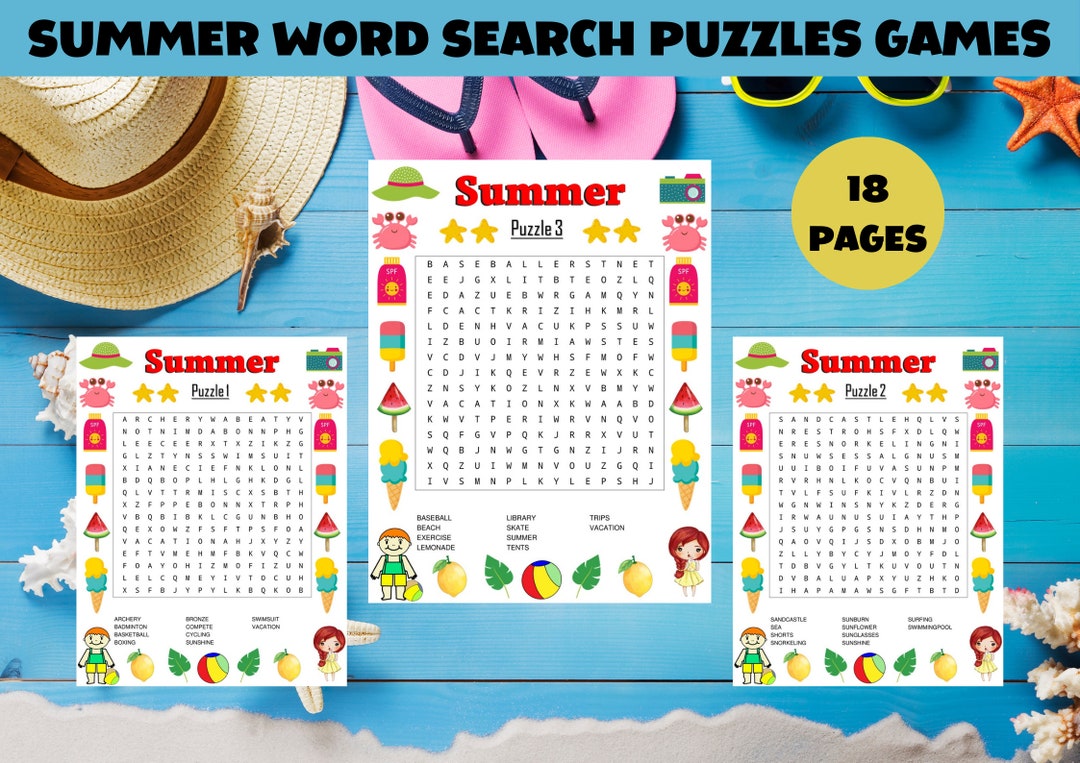 Printable Summer Word Search Puzzles