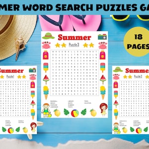 Summer Word Search Puzzle Game, 18 Printable Pages, Large Print Word ...