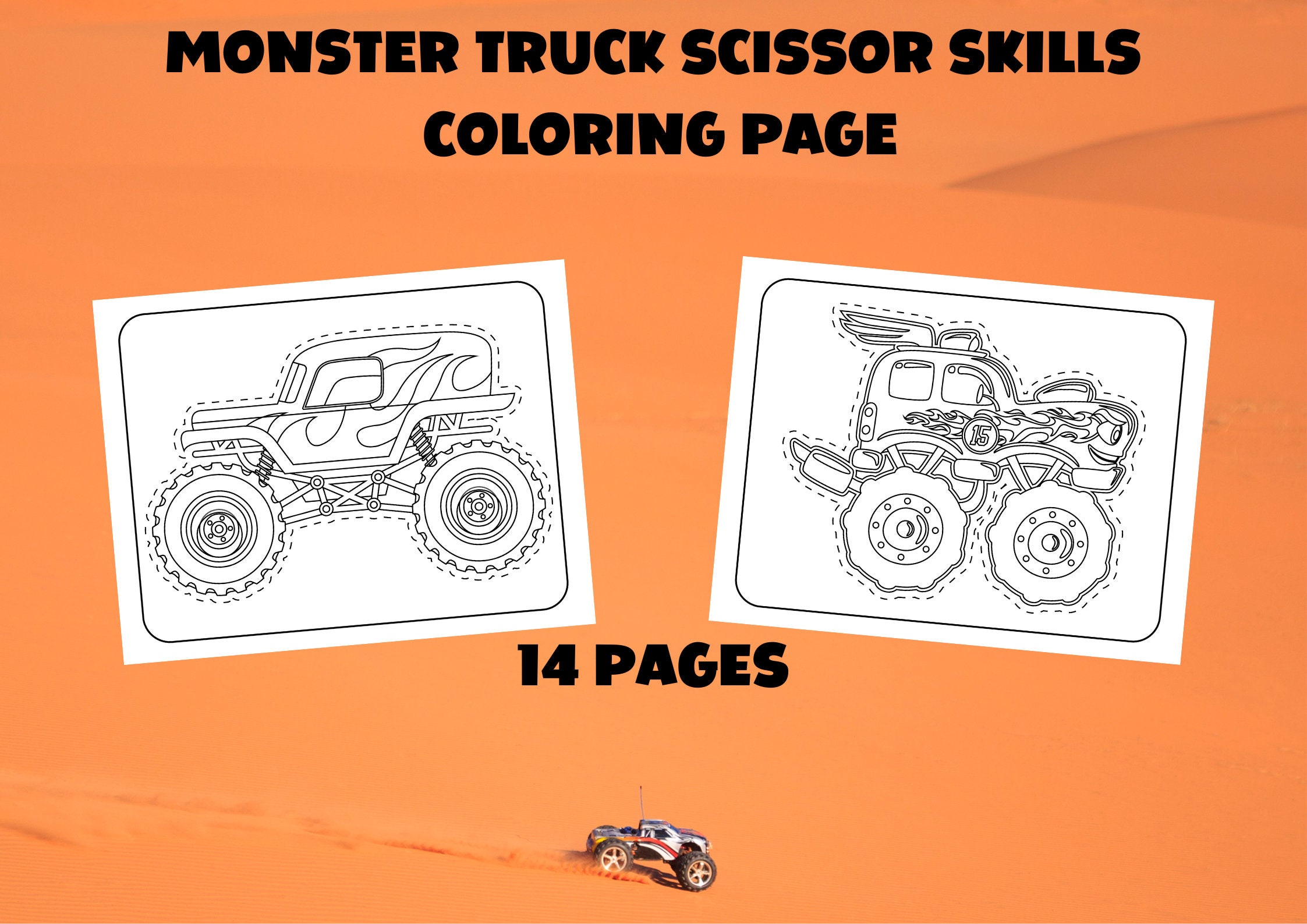 Monster Truck Scissor Skills Coloring Pages Monster Trucks Scissor ...