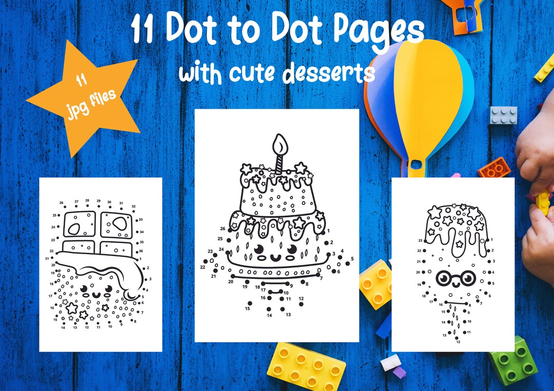 Cute Dessert Dot to Dot Activity Coloring Pages for Kids Boys and Girls ...