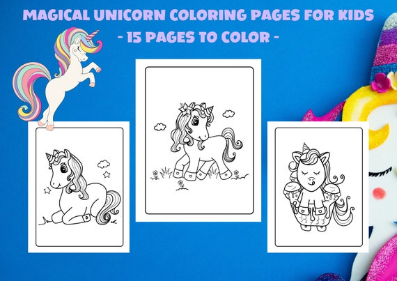 Magical Unicorn Coloring Pages for Kids Boys and Girls 15 | Etsy Australia
