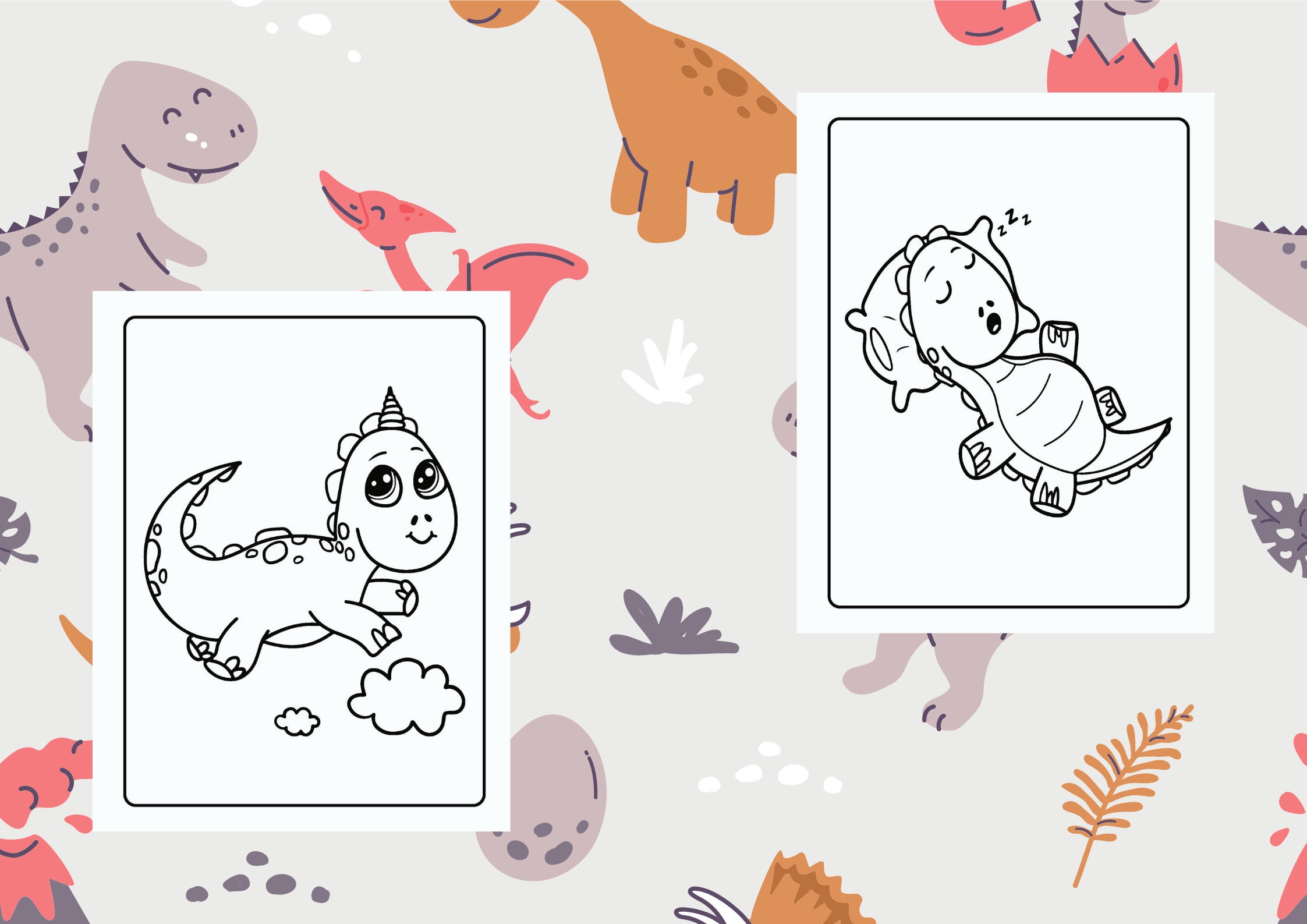 Dinosaur Coloring Pages, 15 Printable Pages, Super Cute Dinosaur ...