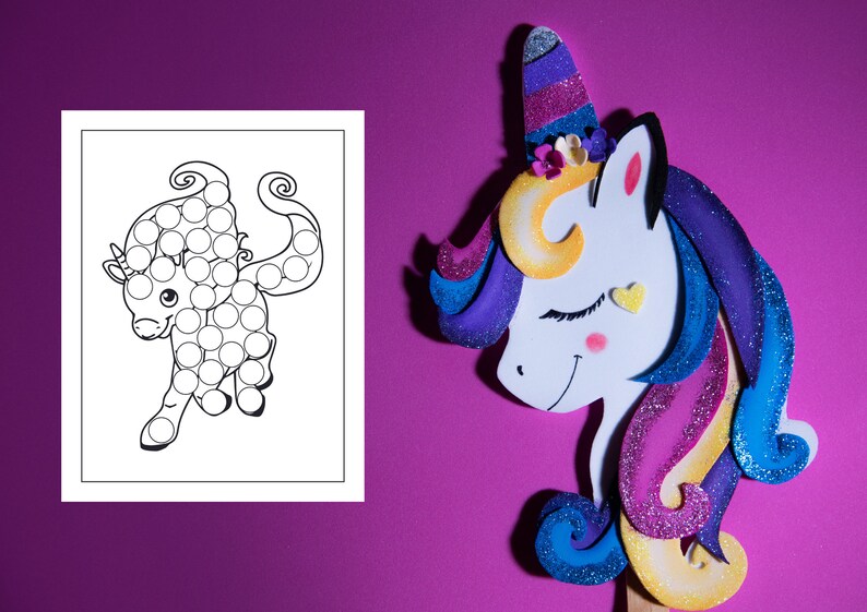 Unicorn Dot Marker Coloring Pages, 20 Printable Pages, Unicorns Dot ...