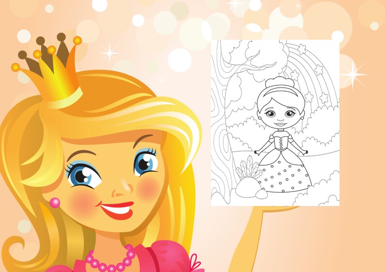 Princess Coloring Pages 25 Printable Pages Beautiful Princess Digital ...