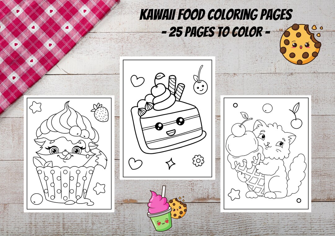 Kawaii Sweet Food Coloring Pages, Cute Dessert, Cupcake, Donut, Candy ...