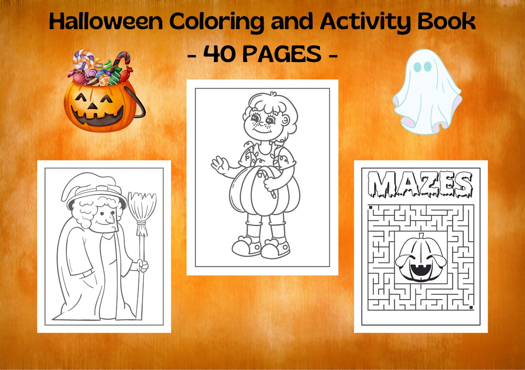 Halloween Activity Book: Coloring Pages, Mazes, Dot-to-dot (PDF) - Etsy