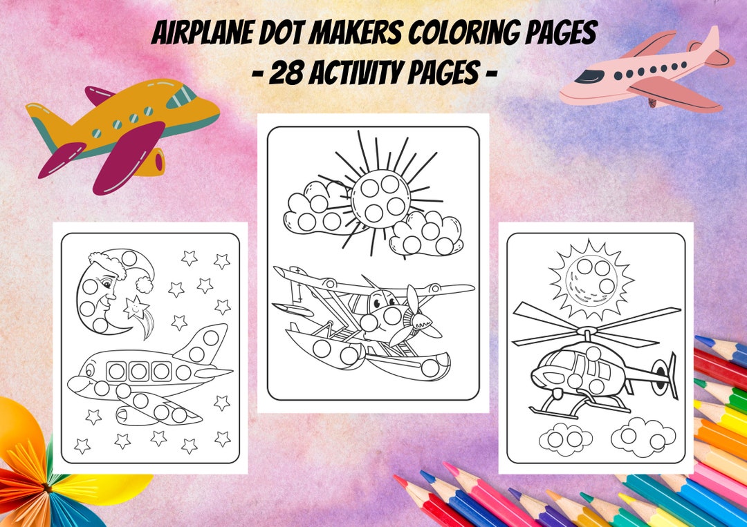 Airplane Dot Makers Coloring Pages for Kids, Preschool, Kindergarten ...