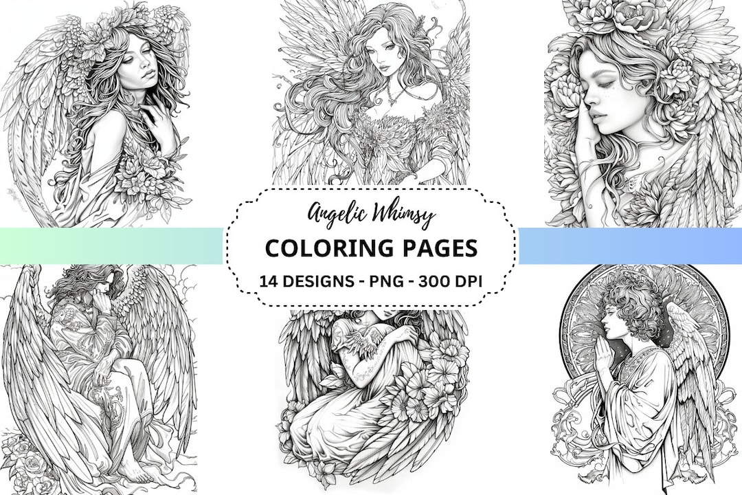 Angelic Coloring Pages: Intricate Designs for Stress Relief (digital ...