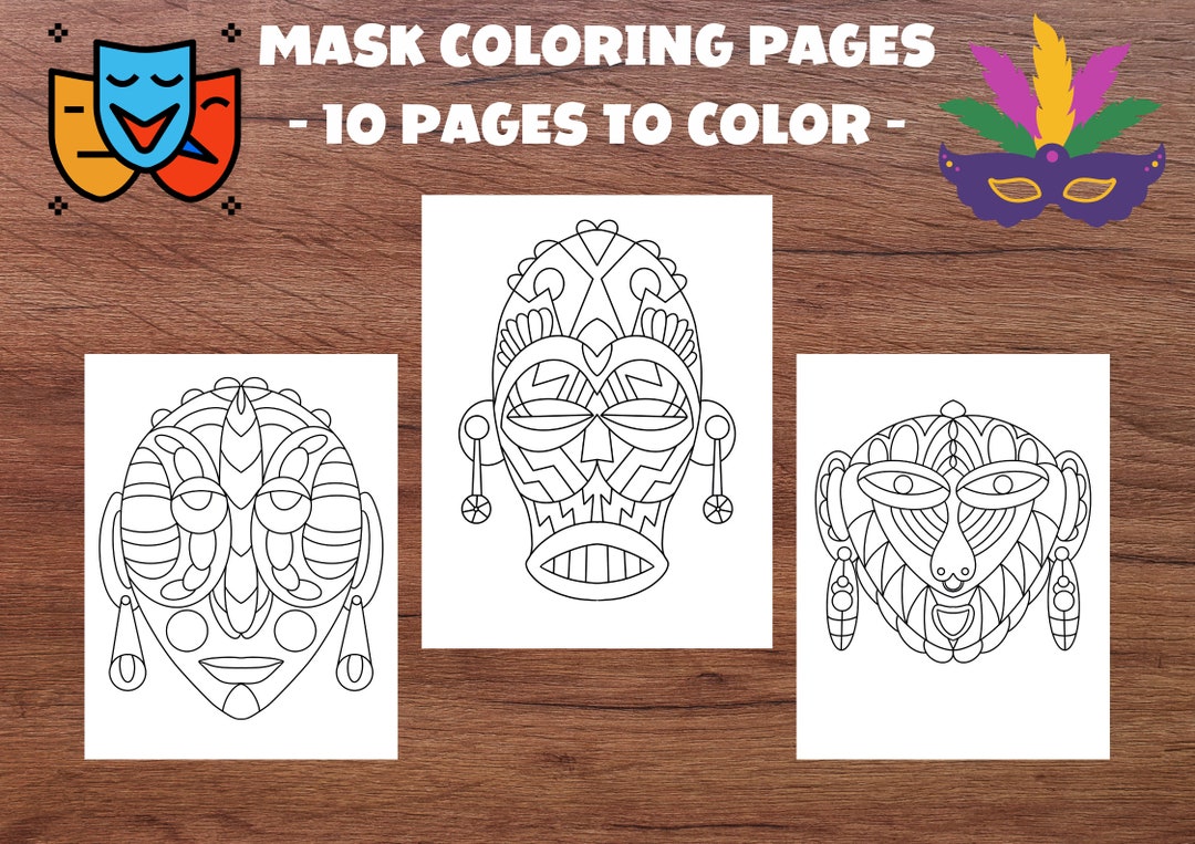 Tribal Mask Coloring Pages: African Designs (10 Printable Pages) (PDF ...