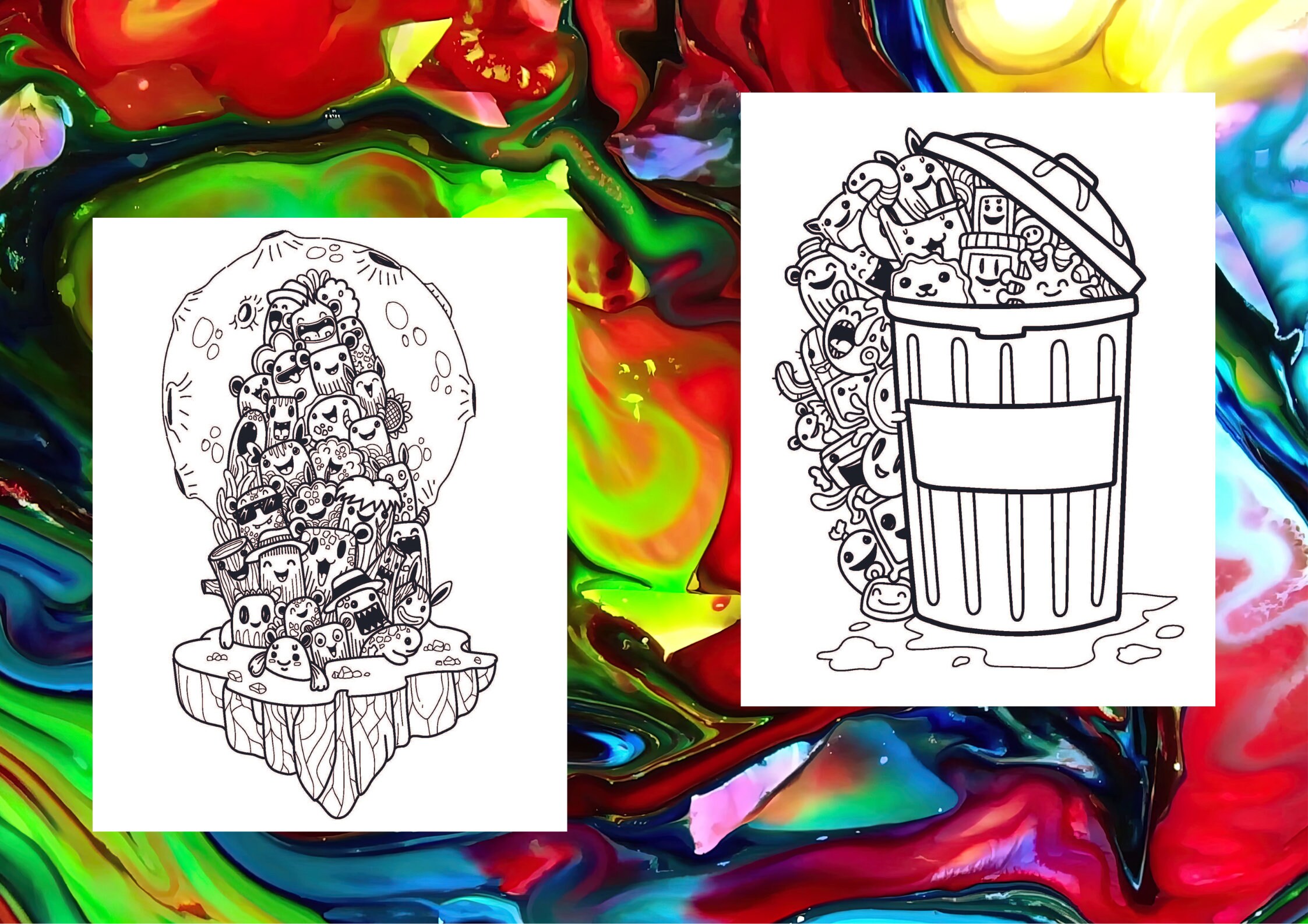 Doodle Coloring Pages for Adults 27 Printable Pages Cute - Etsy