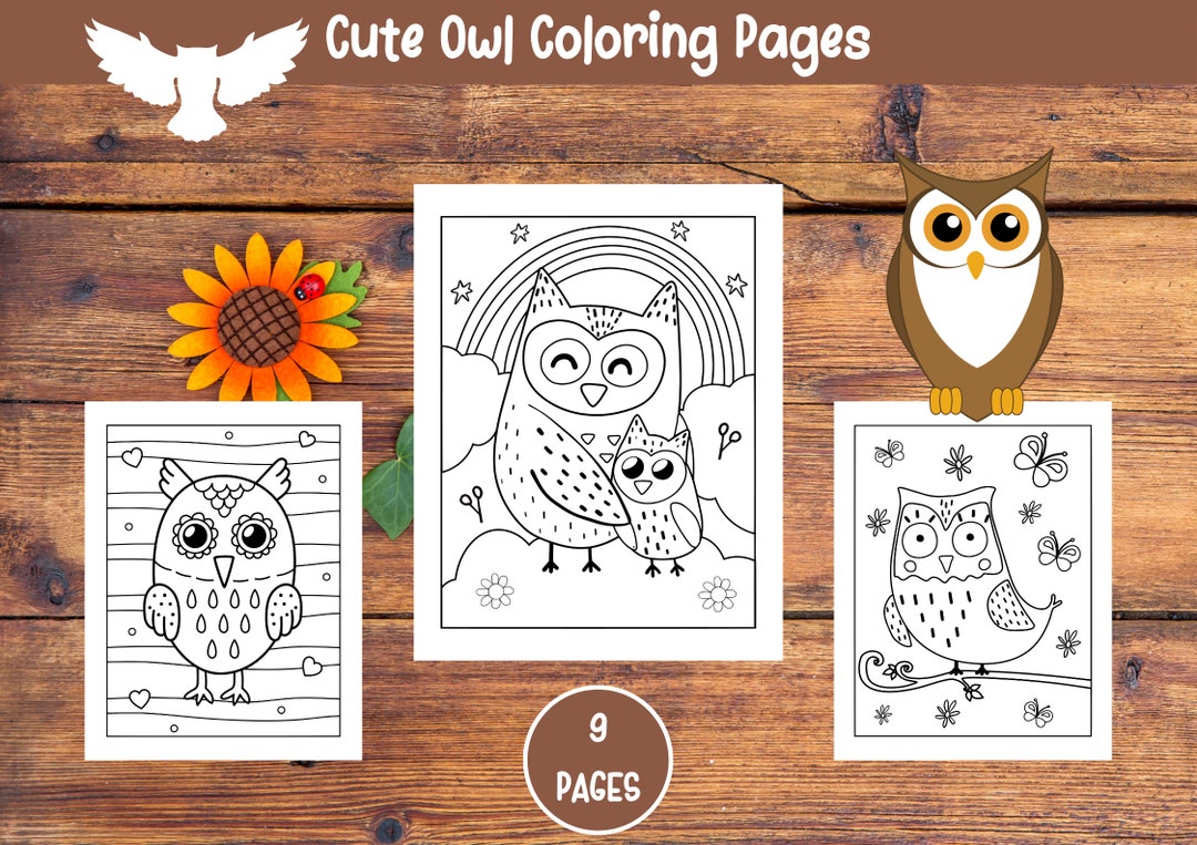 Owl Coloring Pages for Kids Boys and Girls - 9 Printable Pages - Cute ...