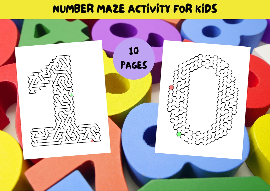 Number Mazes Activity Pages for Kids, 10 Printable Pages, Preschool ...