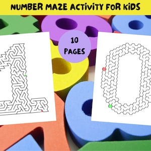 Number Mazes Activity Pages for Kids, 10 Printable Pages, Preschool ...