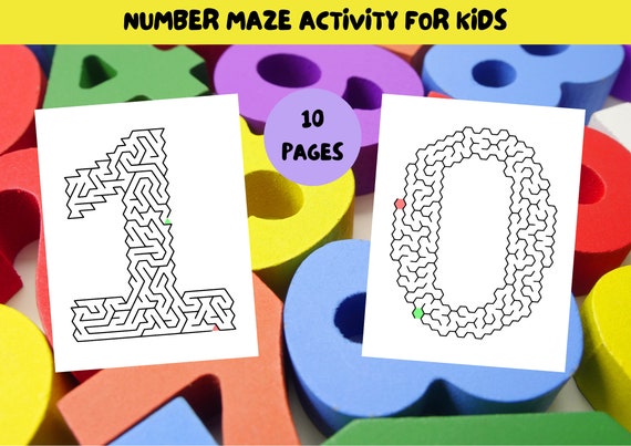 Number Mazes Activity Pages for Kids 10 Printable Pages - Etsy