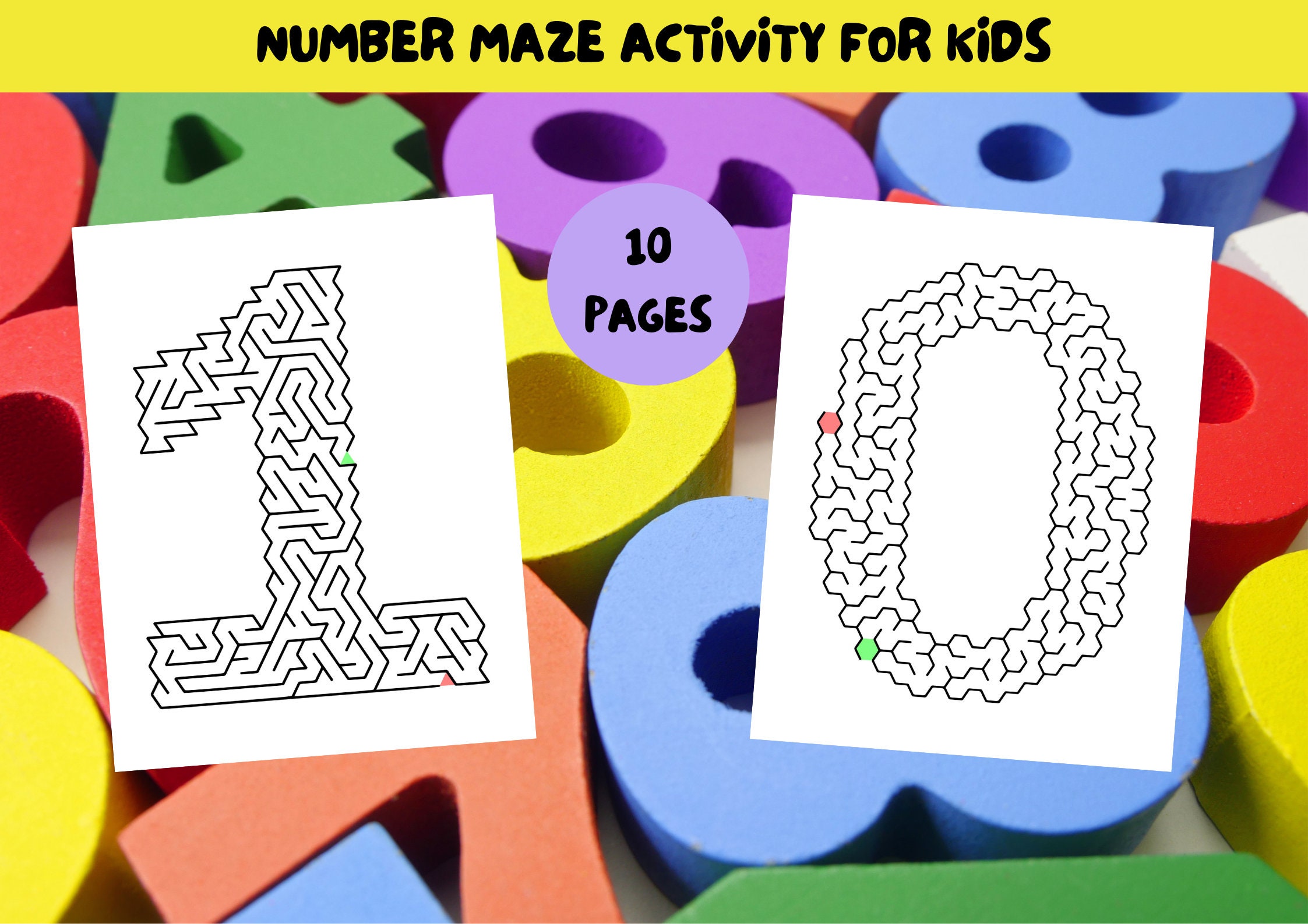 Number Mazes Activity Pages for Kids, 10 Printable Pages, Preschool ...