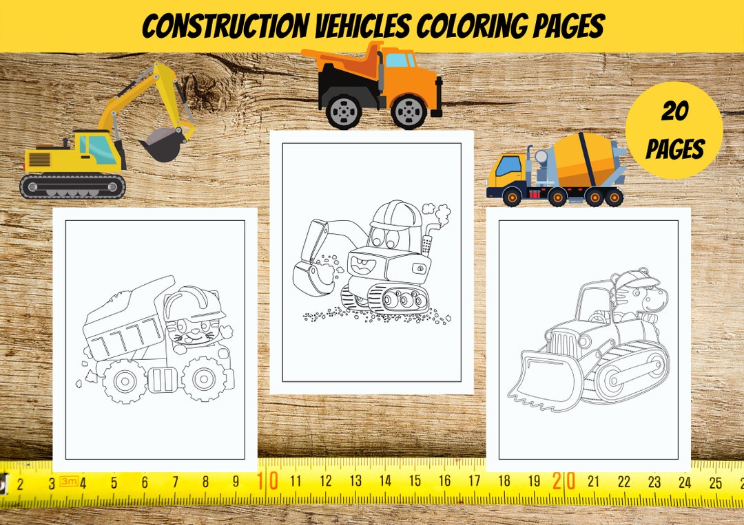 Construction Vehicles Coloring Pages for Kids Fun Bulldozers, Cranes ...