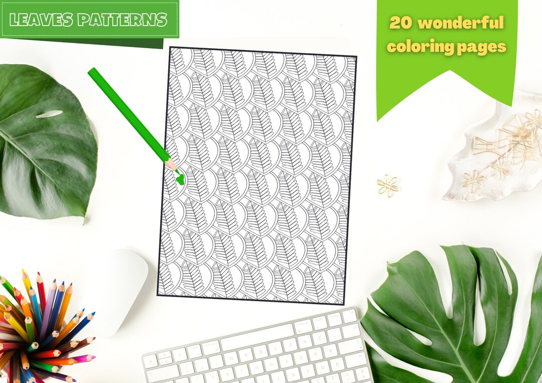 Leaves Coloring Pages, 20 Printable Pages, Leaf Coloring Book for ...