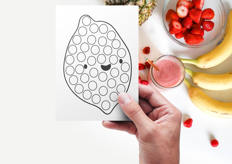 Kawaii Food Dot Markers Coloring Pages for Kids, Boys, Girls, Fruit and ...