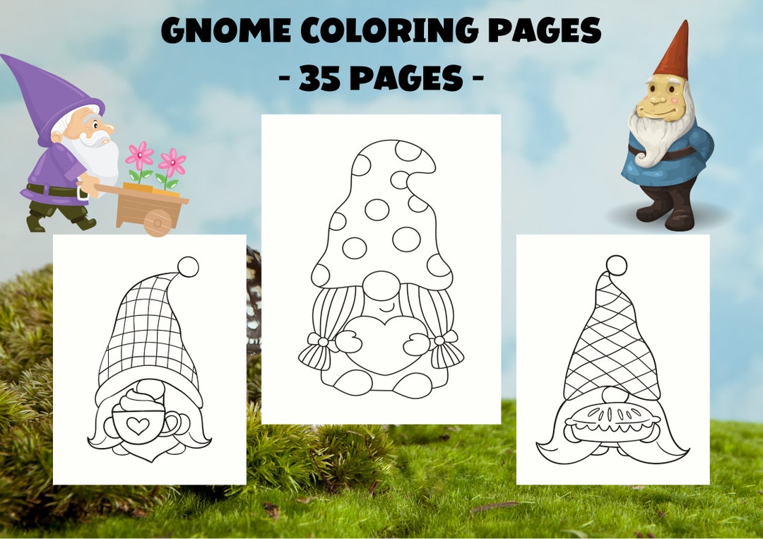 Beautiful Gnomes Coloring Pages, 35 Printable Pages, Gnome Life ...