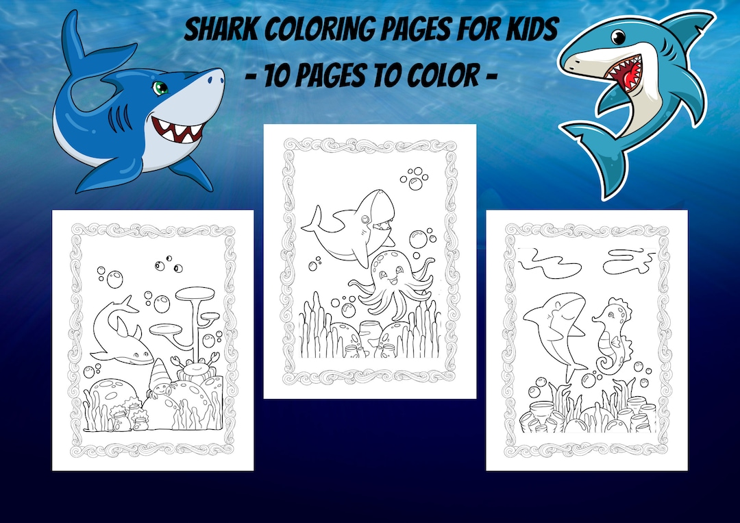 Shark Coloring Pages for Kids Boys and Girls - 10 Printable Pages ...