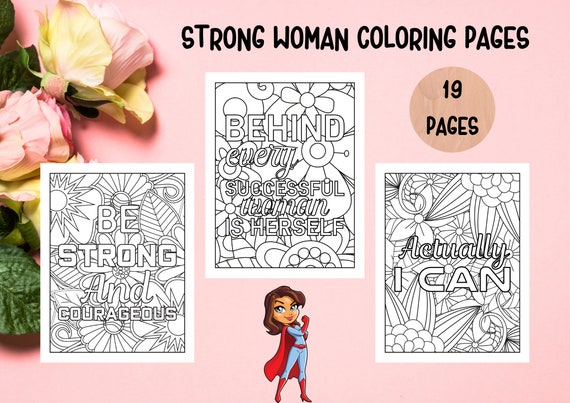 Strong Woman Coloring Pages 19 Printable Pages Strong | Etsy