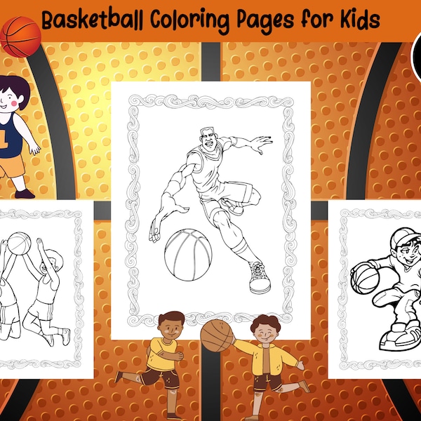 Basketball Coloring Book - Etsy