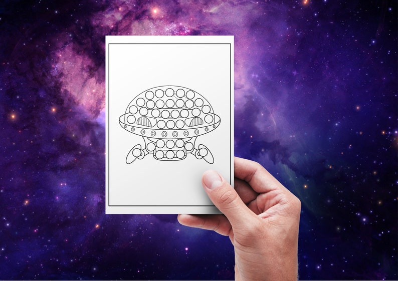 Spaceship Dot Marker Coloring Pages: Fun Kids Activity Book (PDF) - Etsy