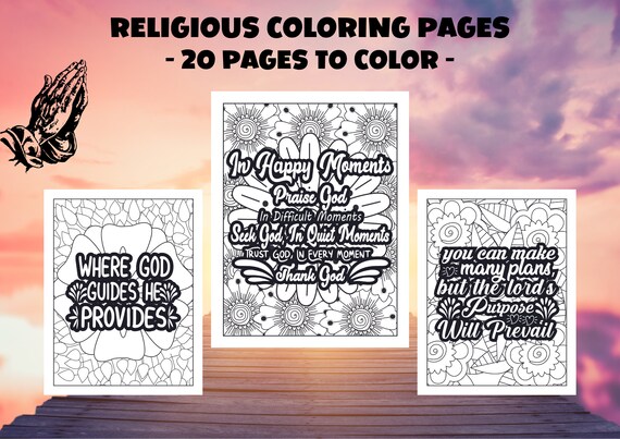 Religious Quotes Coloring Pages 20 Printable Pages Christian - Etsy