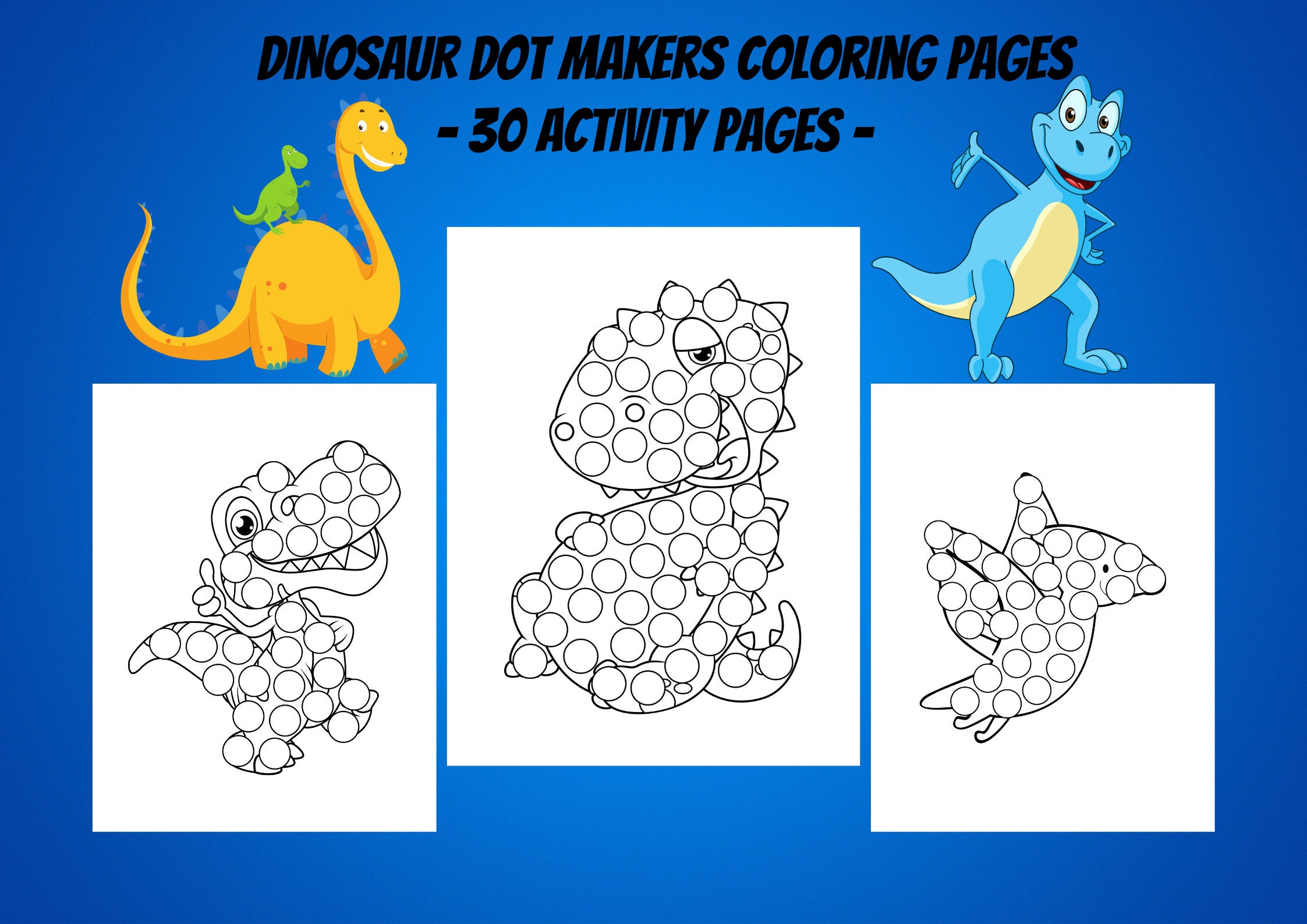 Dinosaur Dot Marker Coloring Pages: Kids Activity Book (PDF) - Etsy