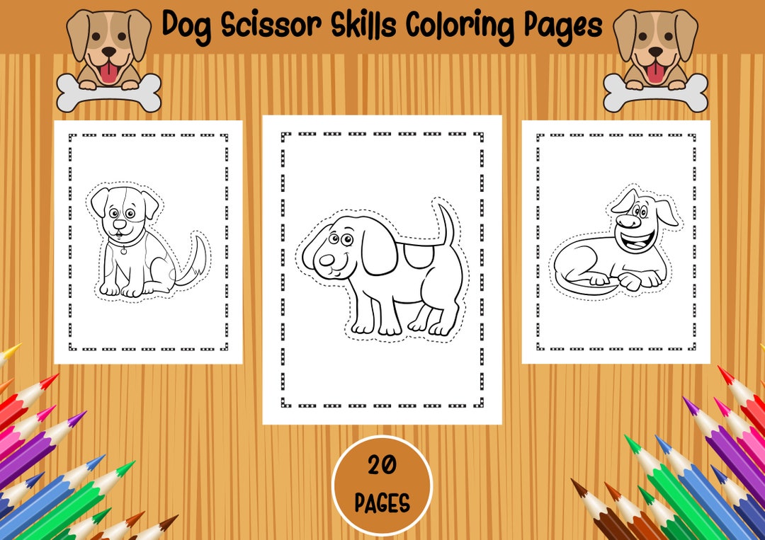 Dog Scissor Skills Coloring Pages - 20 Printable Pages - Cute Dogs ...