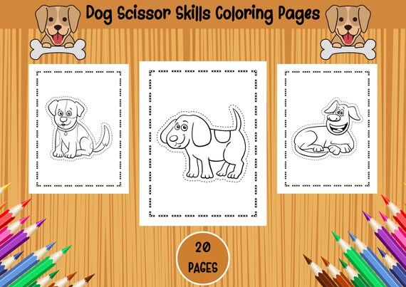 Dog Scissor Skills Coloring Pages 20 Printable Pages Cute | Etsy