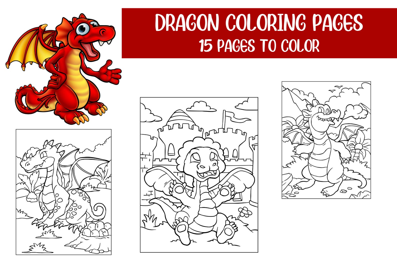 Dragon Coloring Pages Dragon Coloring Book for Kids Boys and Girls 15 ...